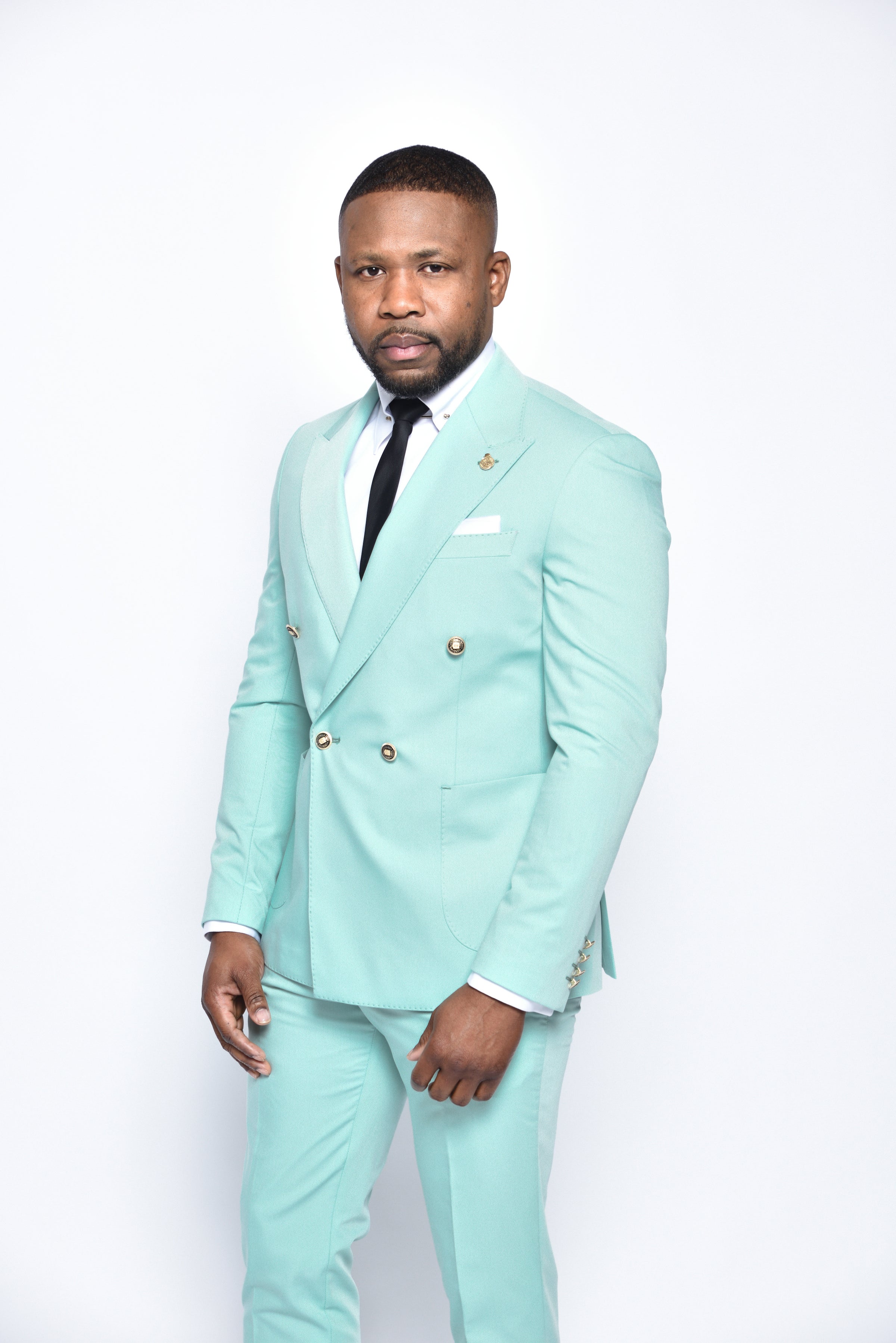RML Rich Mint Green Double Breasted 2PSuit | Richmenlooks