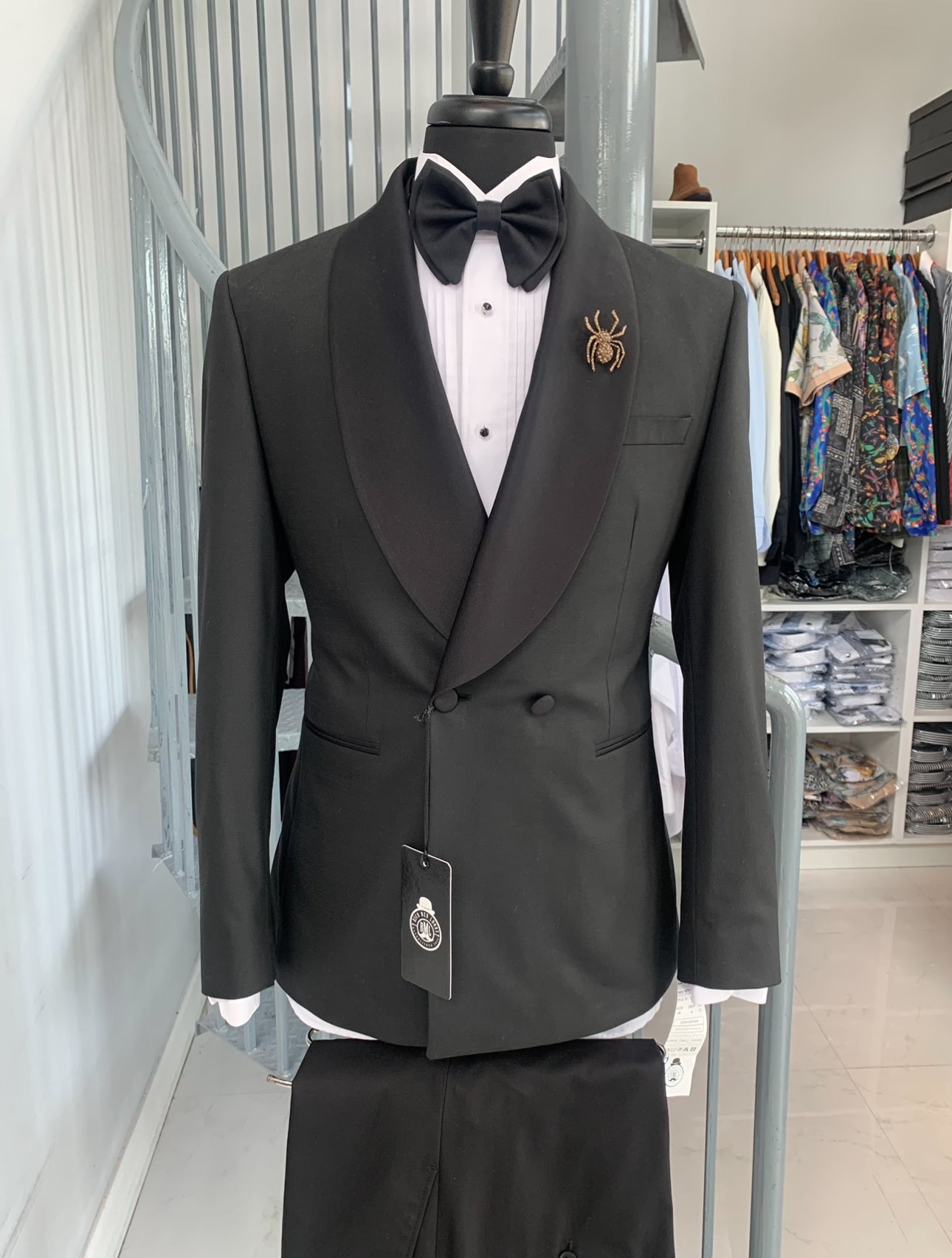 RML Black Double Breasted Shawl Tuxedo | Richmenlooks