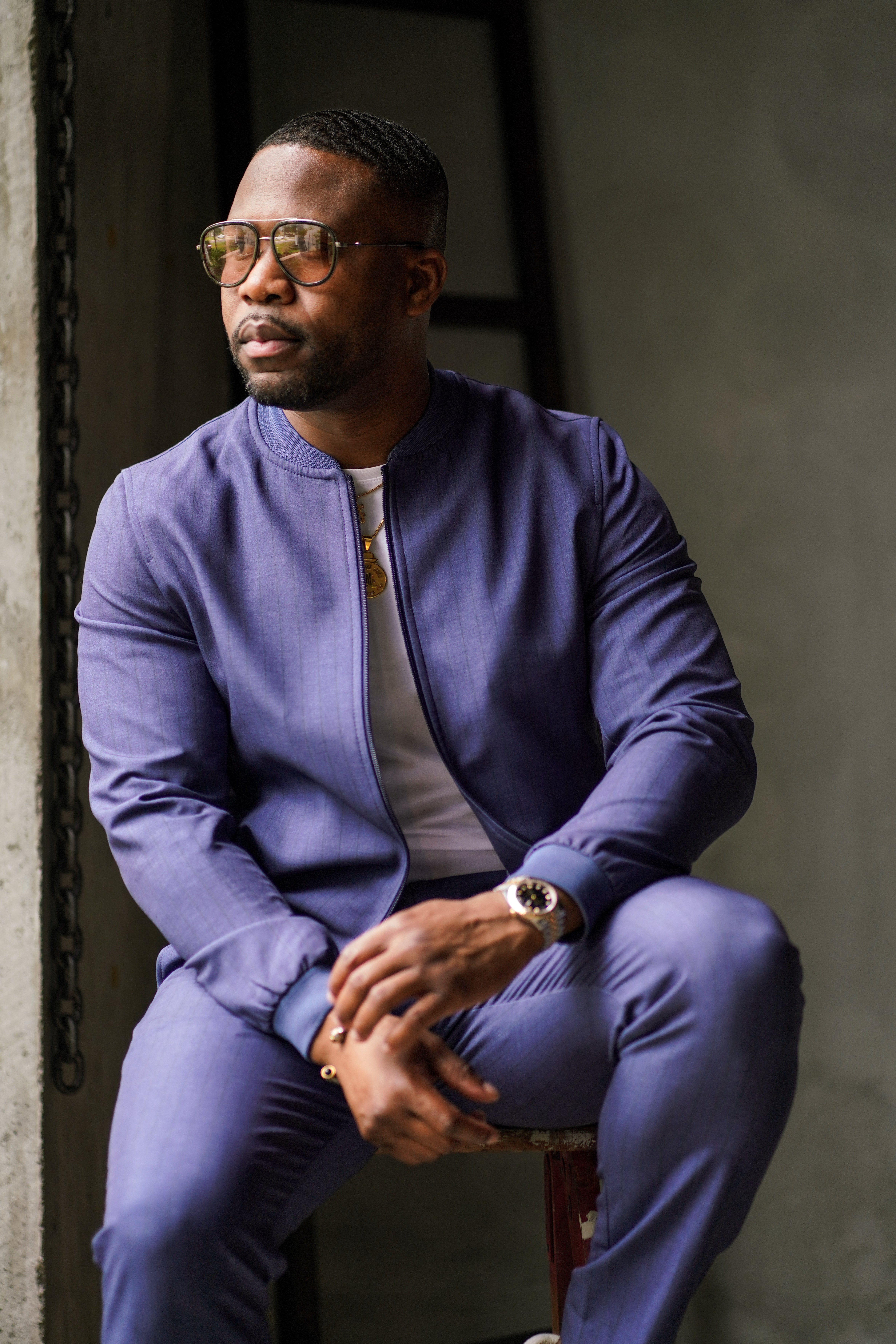 NEW RML Navy Green Pinstripe Bomber Set | Richmenlooks