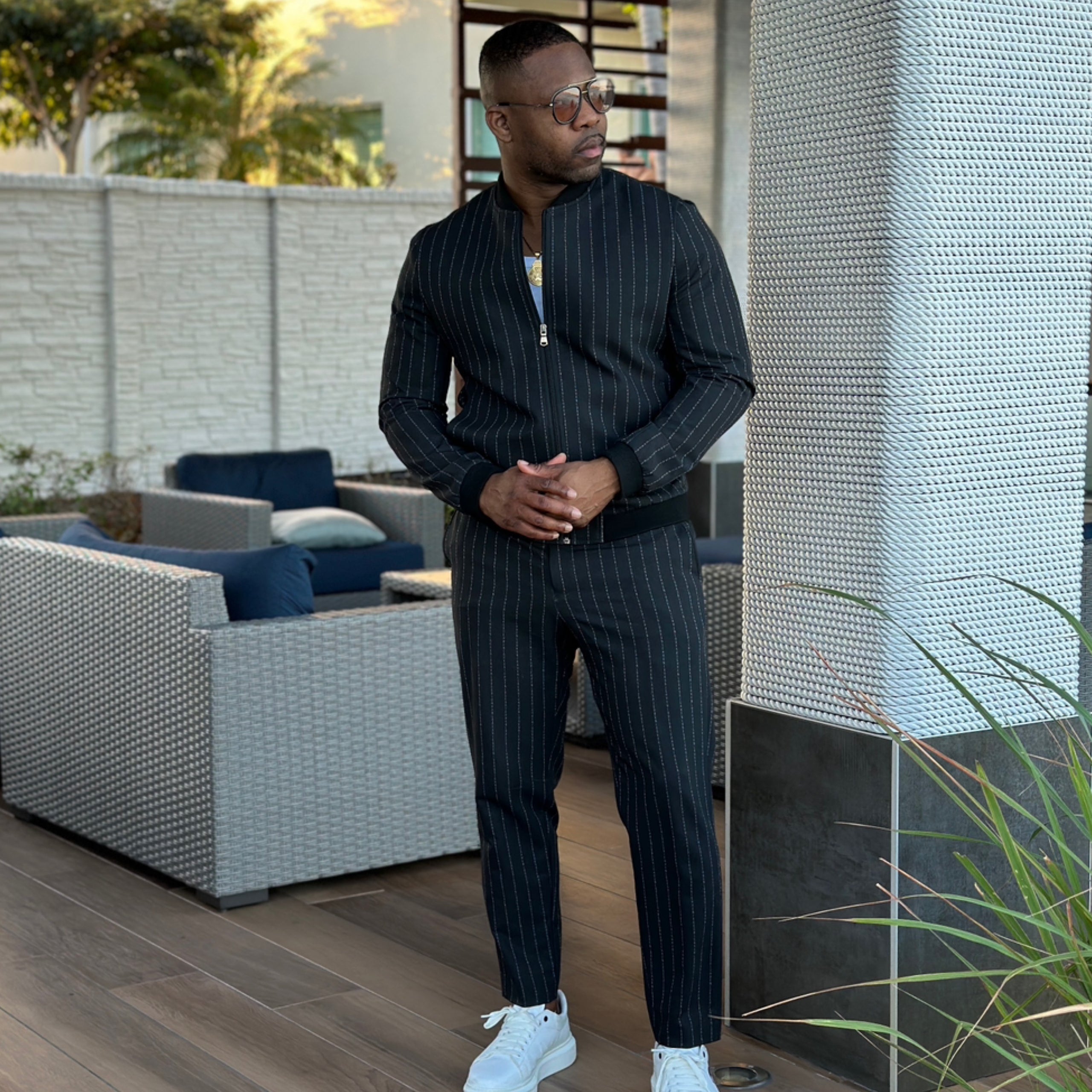 NEW RML Signature Black Pinstripe Bomber Set | Richmenlooks