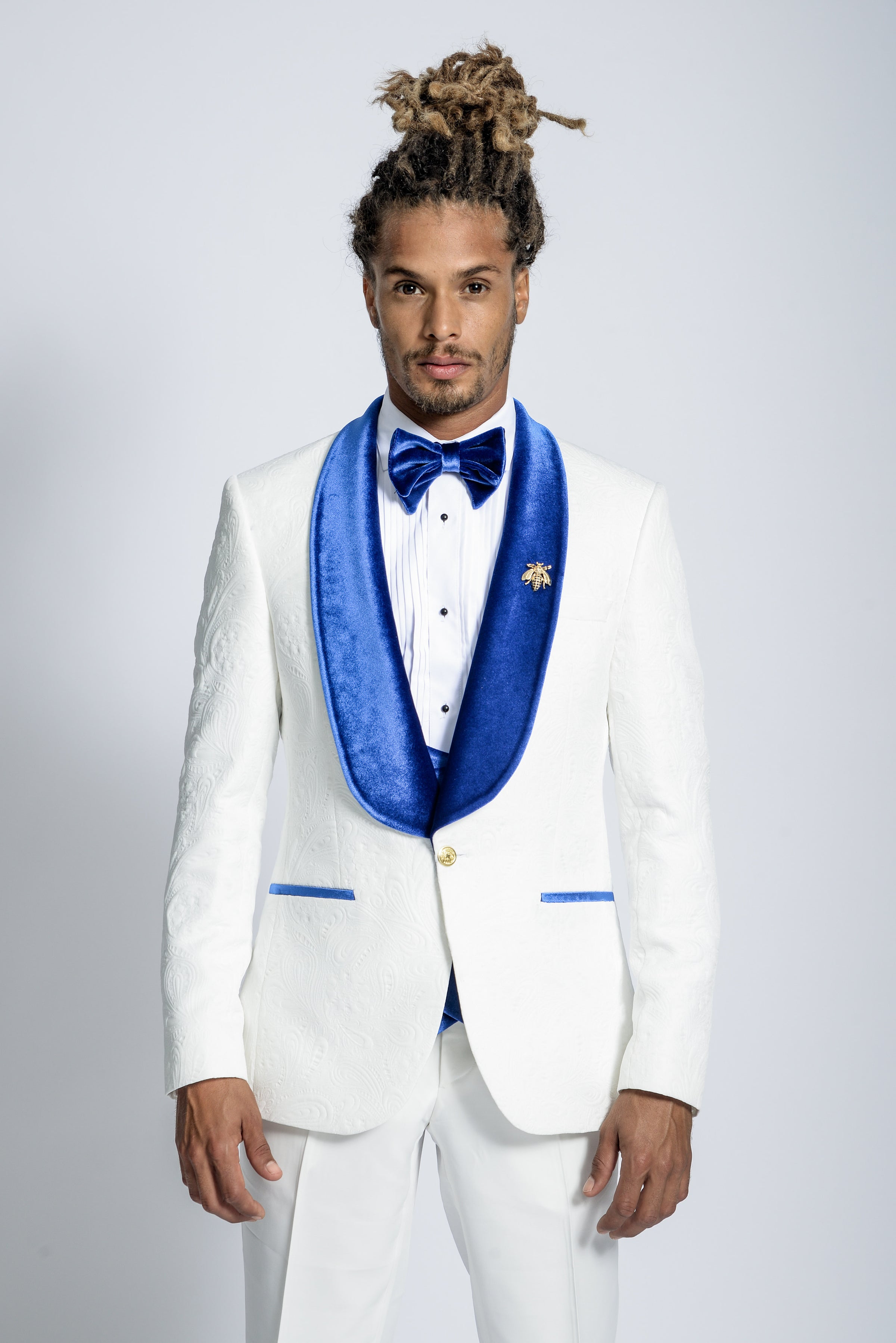 Royal Blue And White Suit